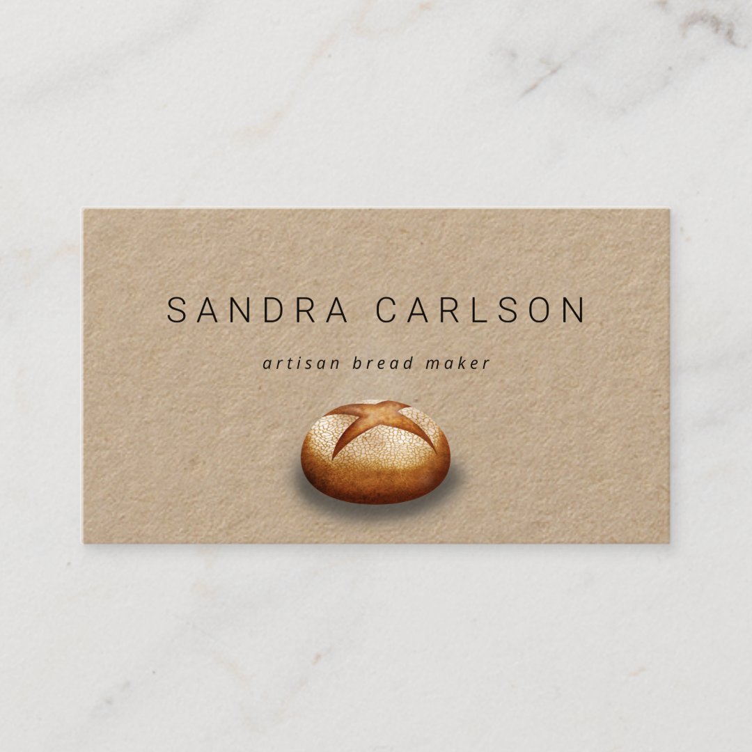 rustic kraft paper bread baker business card | Zazzle