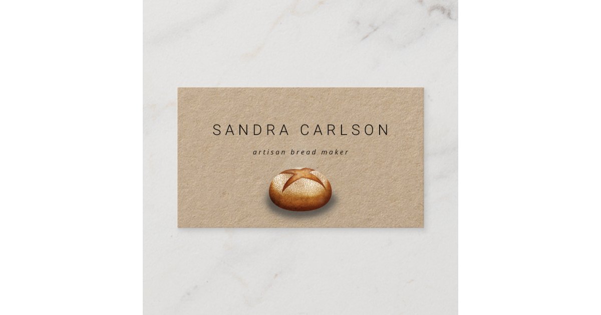 rustic kraft paper bread baker business card | Zazzle