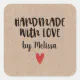 Rustic Kraft Paper Handmade With Love Square Sticker | Zazzle