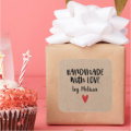 Rustic Kraft Paper Handmade With Love Square Sticker | Zazzle