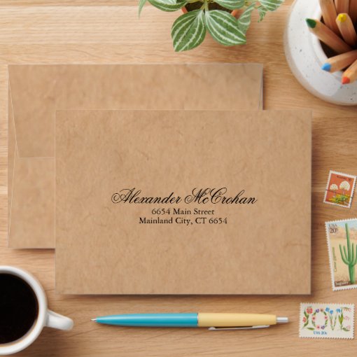 Rustic Kraft Paper Return Address Mailing Envelope | Zazzle