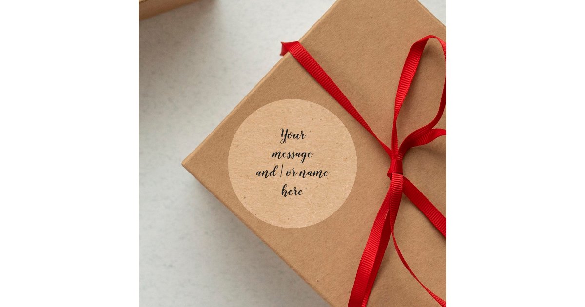 Rustic Kraft paper style personalised Classic Round Sticker | Zazzle