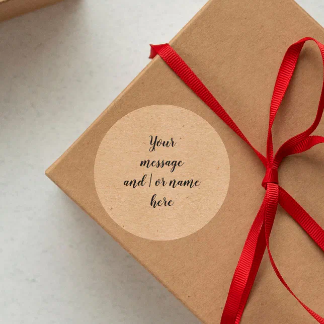 Rustic Kraft paper style personalised Classic Round Sticker | Zazzle