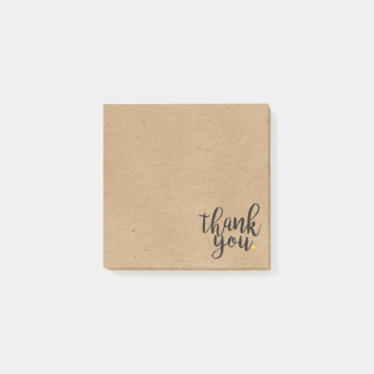 Rustic Kraft Paper Style Thank You Post-it Notes | Zazzle