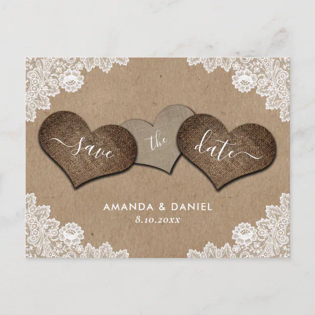 Rustic Kraft Paper Wedding Save The Date Postcard | Zazzle