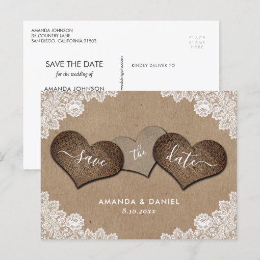 Rustic Kraft Paper Wedding Save The Date Postcard | Zazzle