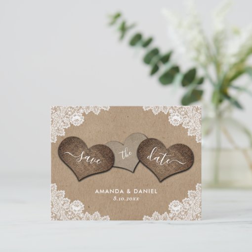Rustic Kraft Paper Wedding Save The Date Postcard | Zazzle