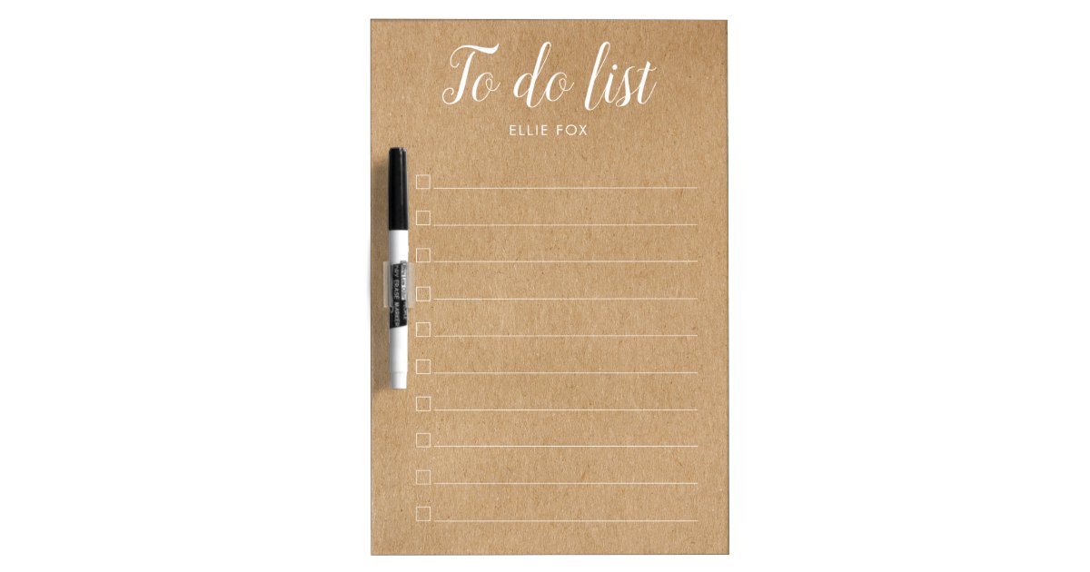Rustic Kraft Personalized Checkbox To-Do List Dry Erase Board | Zazzle