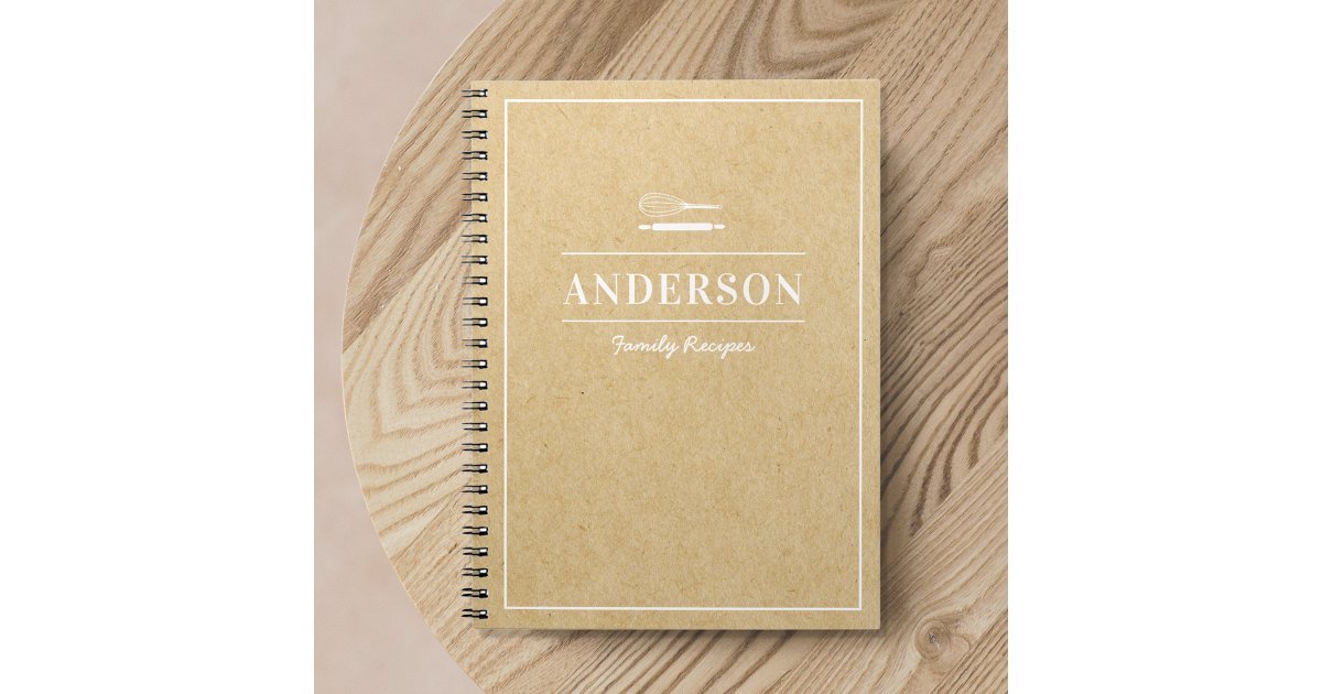 Rustic Kraft Personalized Family Recipe Book | Zazzle
