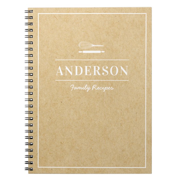 Rustic Kraft Personalized Family Recipe Book | Zazzle.com