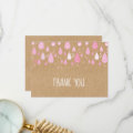 Rustic Kraft Pink Raindrops Thank You | Zazzle