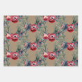 Rustic Kraft Red Roses Pine Spruce & Berries Wrapping Paper Sheets | Zazzle