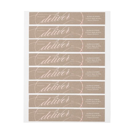 Rustic Kraft & Rose Gold Script Address Labels | Zazzle