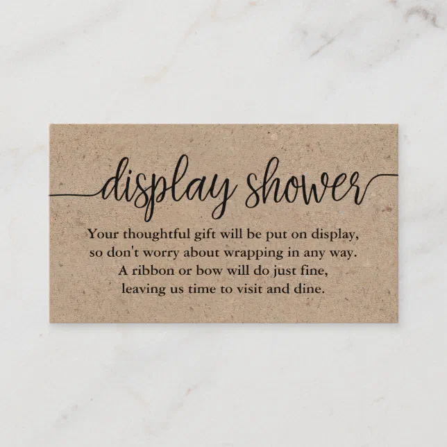 Rustic Kraft Script Display Shower Insert Card | Zazzle
