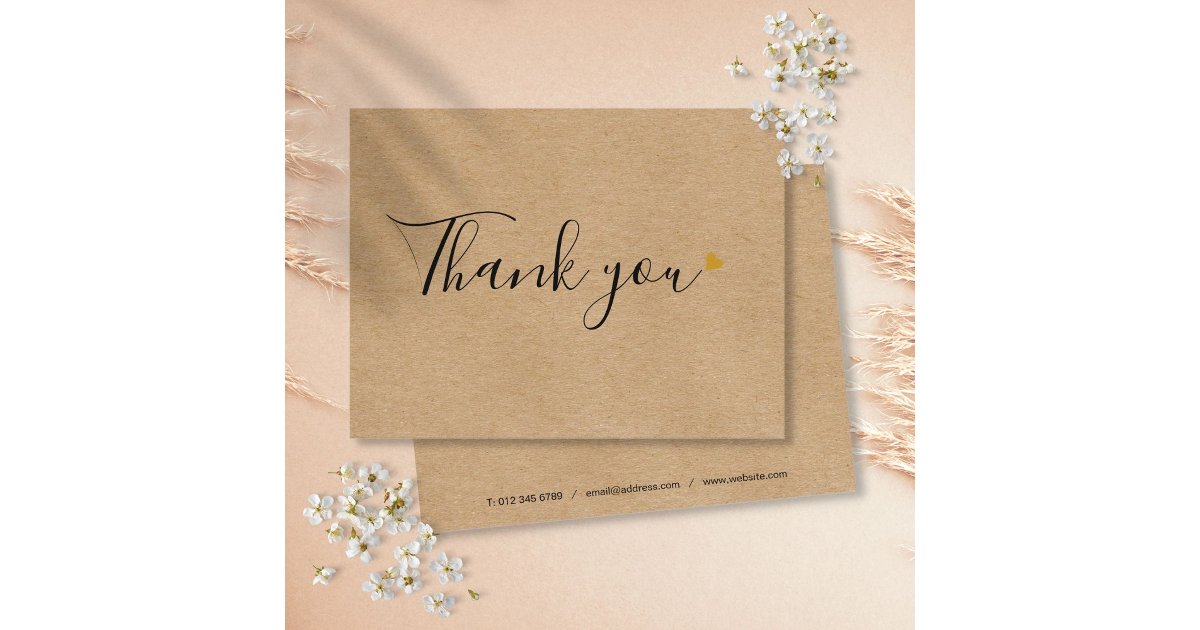 Rustic Kraft Simple Script Business Thank You Postcard | Zazzle
