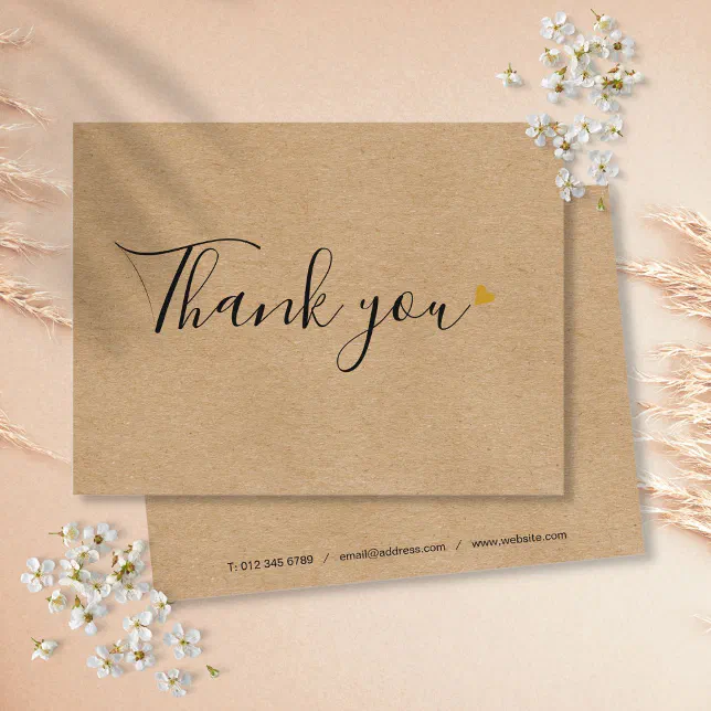Rustic Kraft Simple Script Business Thank You Postcard | Zazzle