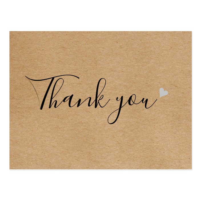 Rustic Kraft Simple Script Business Thank You Postcard | Zazzle.com