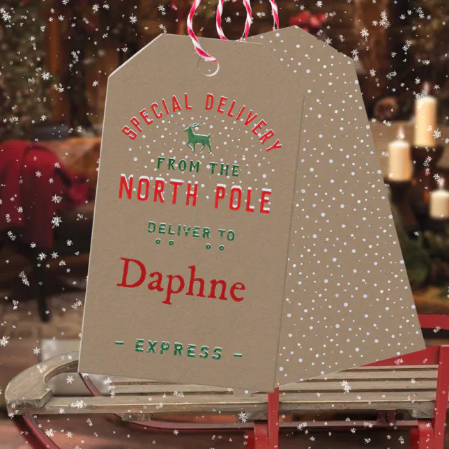 Rustic Kraft Special Delivery From North Pole II Gift Tags | Zazzle