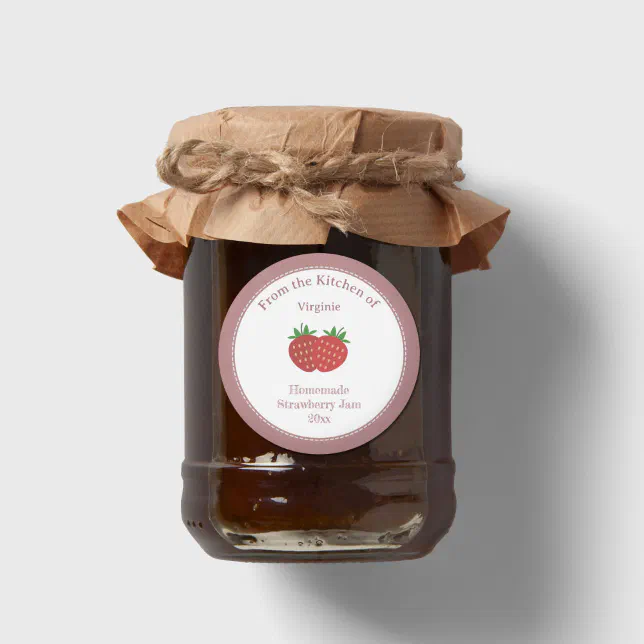 Rustic & Kraft Strawberry Jam Label Sticker | Zazzle