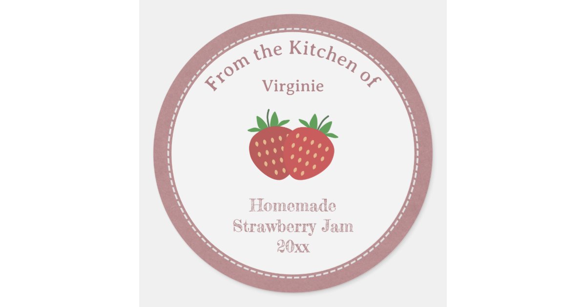 Rustic & Kraft Strawberry Jam Label Sticker | Zazzle