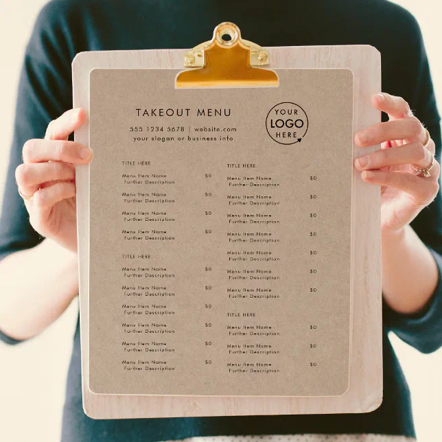 Rustic Kraft Takeout | Restaurant Takeaway Menu Flyer | Zazzle