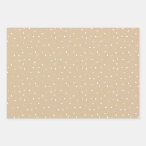 Rustic Kraft Tan Stripes Dots and Stars Patterned Wrapping Paper Sheets ...
