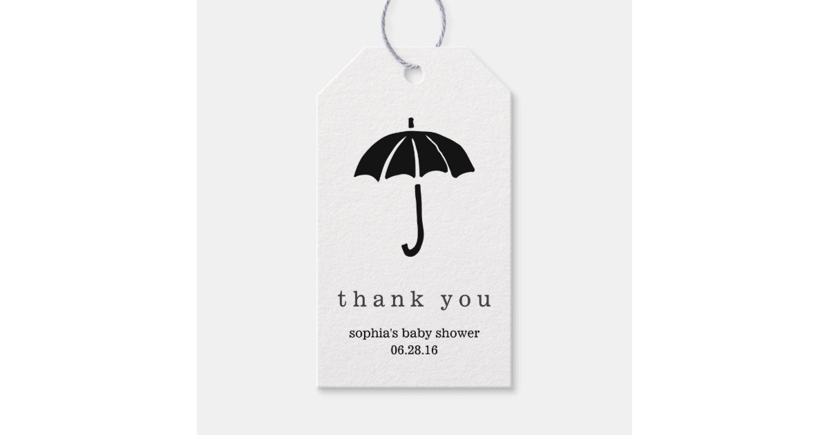 Rustic Kraft Umbrella Neutral Baby Shower Favor Gift Tags | Zazzle