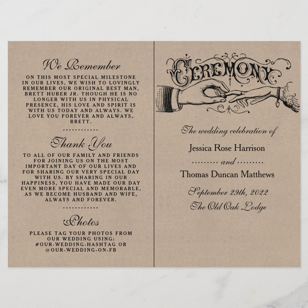 Rustic Kraft Wedding Ceremony Program Templates | Zazzle