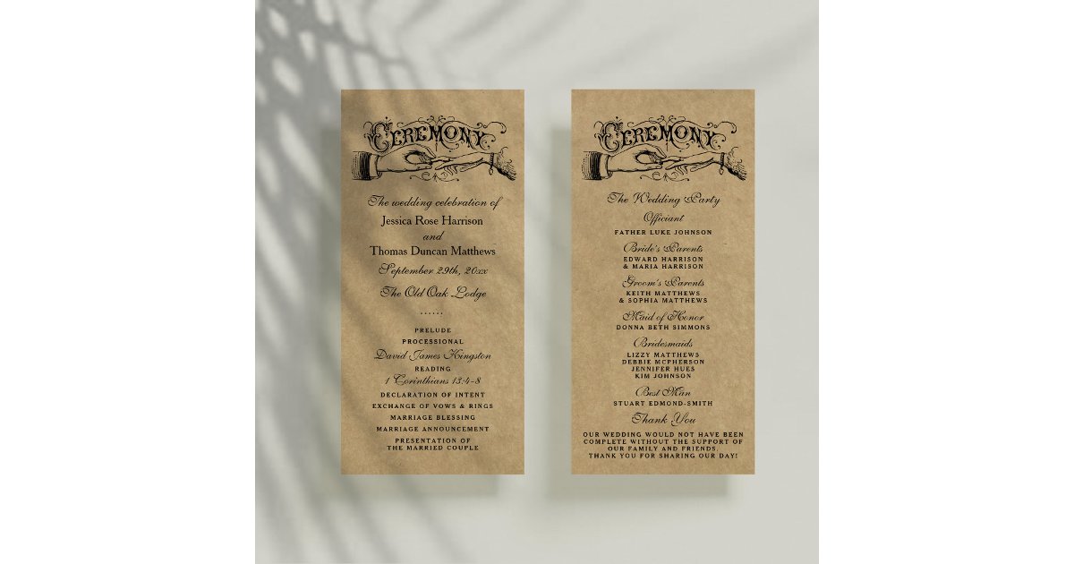 Rustic Kraft Wedding Ceremony Program Templates | Zazzle