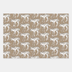 Rustic Kraft White Baby Doe Reindeers Snowflakes Wrapping Paper Sheets ...