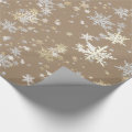 Rustic Kraft White Silver Gold Snowflakes Wrapping Paper | Zazzle