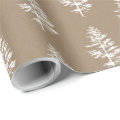 Rustic Kraft White Woodland Spruce Tree Wrapping Paper | Zazzle