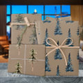 Rustic Kraft Winter Woodland Spruce Cedar Pine Wrapping Paper Sheets ...