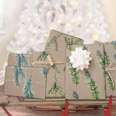 Rustic Kraft Winter Woodland Spruce Tree Branch Wrapping Paper Sheets ...
