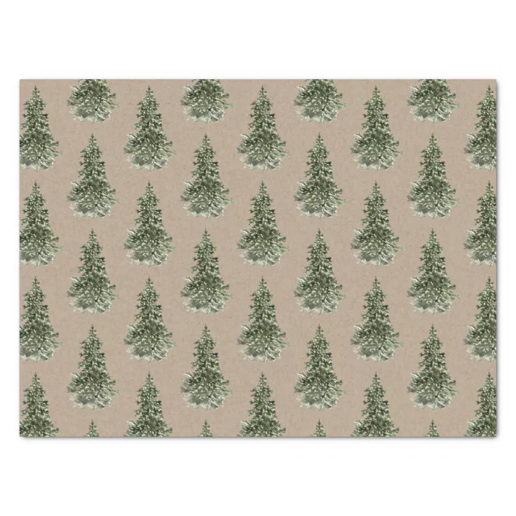 Rustic Kraft Woodland Forest Spruce Tree Tissue Paper | Zazzle