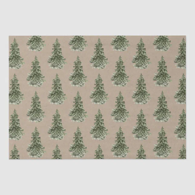 Rustic Kraft Woodland Forest Spruce Tree Tissue Paper | Zazzle