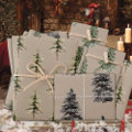 Rustic Kraft Woodland Pine And Spruce Trees Matte Wrapping Paper Sheets ...