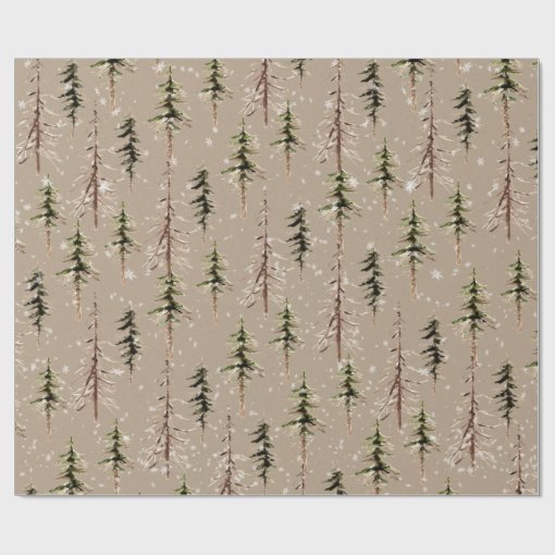 Rustic Kraft Woodland Sparse Scraggly Spruce Trees Wrapping Paper | Zazzle