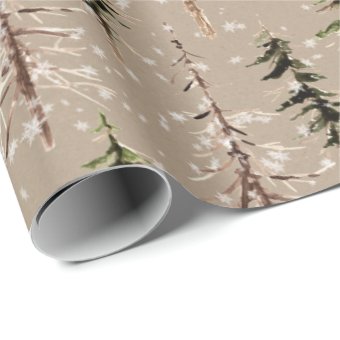 Rustic Kraft Woodland Sparse Scraggly Spruce Trees Wrapping Paper | Zazzle