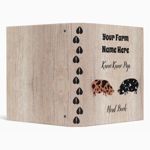 Rustic KuneKune Pig Herd Book 3 Ring Binder | Zazzle