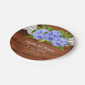 Rustic Lace Blue Hydrangea Wedding Paper Plate | Zazzle