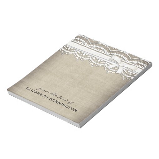 Rustic Lace & Burlap Personalized To Do Notepad | Zazzle
