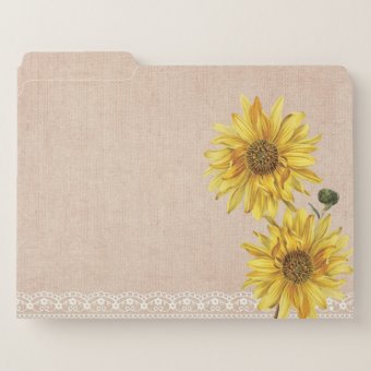Rustic Lace & Burlap Sunflowers File Folders | Zazzle