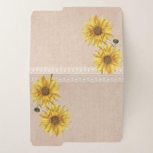 Rustic Lace & Burlap Sunflowers File Folders | Zazzle