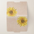 Rustic Lace & Burlap Sunflowers File Folders | Zazzle