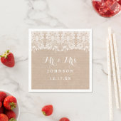 Rustic Lace Burlap Wedding Paper Napkins | Zazzle