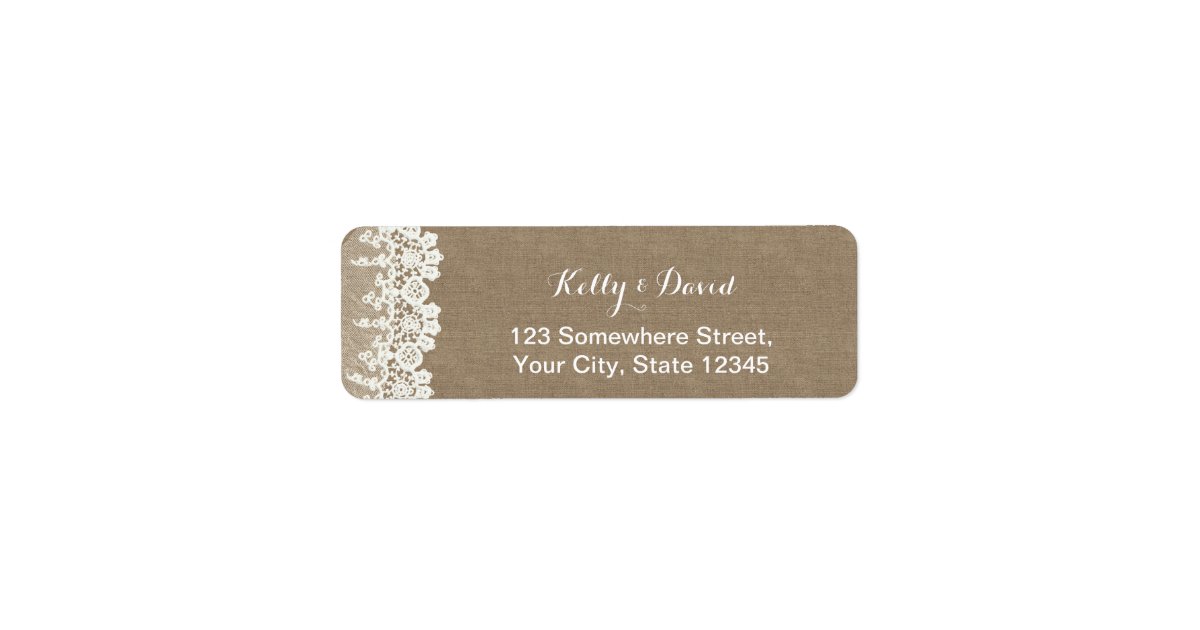 Rustic Lace & Burlap Wedding Return Address Labels | Zazzle