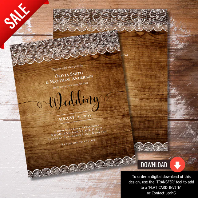 Rustic Lace Country Barn Farmhouse Wedding Invitation | Zazzle