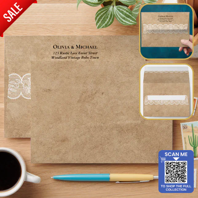 Rustic Lace Envelope | Zazzle