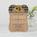 Rustic Lace Sunflowers Burlap Wood I DO BBQ Invitation | Zazzle